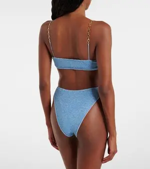 Oseree Lumière O Chain Lamé Bikini - Blue