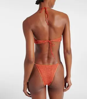 Oseree Lumière O Chain Lamé Bikini - Orange