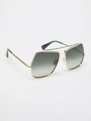 Max Mara Shield Sunglasses Oversized Gold Green Max Mara MM0117 Sunglasses in Gold Dark Green – Designer  main image 4