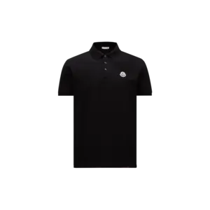 Moncler Logo Patch Cotton Piquet Polo Shirt - Black