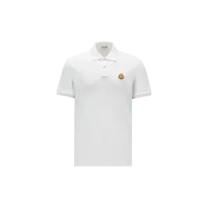 Moncler Logo Patch Cotton Piquet Polo Shirt - White