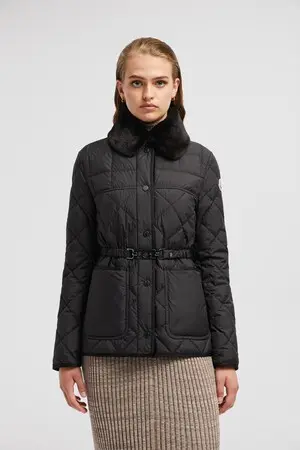 Moncler Cygne Faux Fur-trimmed Short Down Jacket