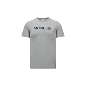 Moncler Moncler Flocked Logo Cotton T-shirt Grey