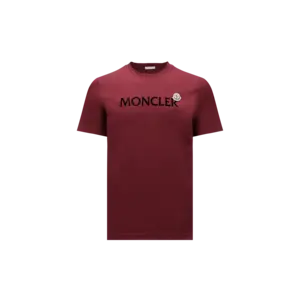 Moncler Moncler Flocked Logo Cotton T-shirt Red
