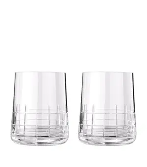 Christofle Set Of 2 Graphik Crystal Water Glasses - Silver