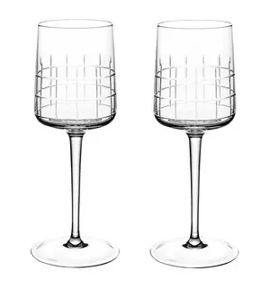 Christofle Set Of 2 Graphik Crystal Water Goblets - Silver