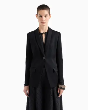 Giorgio Armani Single-breasted Virgin Wool Jacket - Black