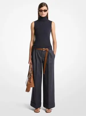 Michael Kors Cashmere Sleeveless Turtleneck - Blue
