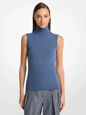 Michael Kors Cashmere Sleeveless Turtleneck - Grey