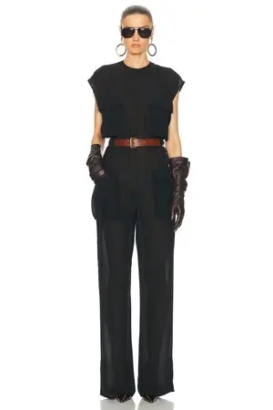Saint Laurent Cap Sleeve Jumpsuit - Noir