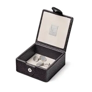ASPINAL OF LONDON Stud Box In Tobacco Pebble - Black