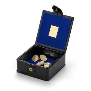 ASPINAL OF LONDON Stud Box In Tobacco Pebble - Black