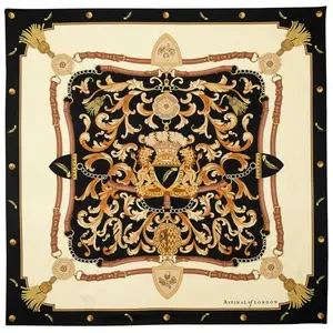 ASPINAL OF LONDON Signature Shield Silk Scarf Black