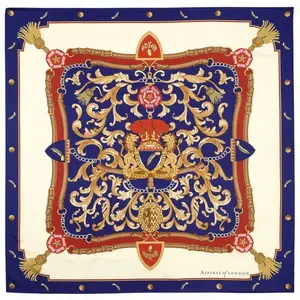 ASPINAL OF LONDON Signature Shield Silk Scarf - Blue