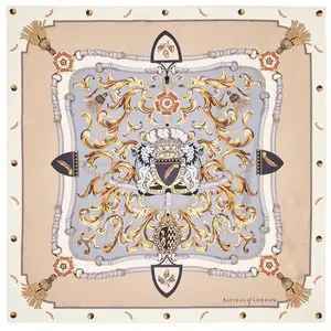 ASPINAL OF LONDON Signature Shield Silk Scarf - Blue/brown