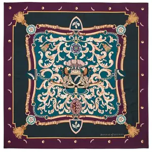 ASPINAL OF LONDON Signature Shield Silk Scarf - Purple