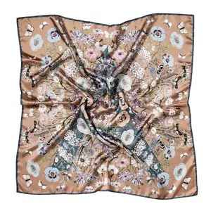 ASPINAL OF LONDON Botanical 'a' Silk Scarf In Latte Pure Silk - Neutral