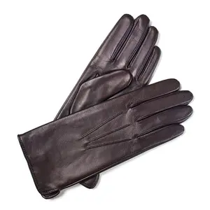 ASPINAL OF LONDON Cashmere Lined Leather Gloves - Brown