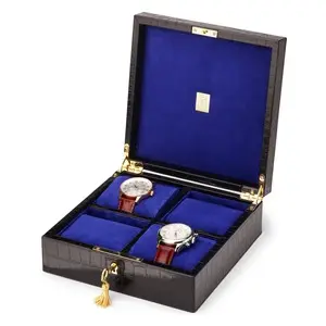 ASPINAL OF LONDON Harrison Four Piece Watch Box - Black