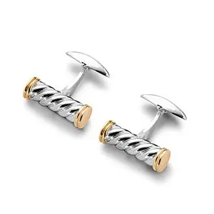 ASPINAL OF LONDON Sterling & Gold Plated Twist Barrel Cufflinks - Silver