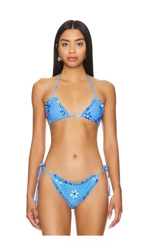 MORE TO COME Lolita Bikini Top - Blue