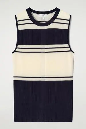 Cos Ribbed Knit Tank Top - Navy
