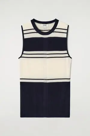 Cos Ribbed Knit Tank Top - Navy