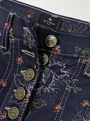 Etro Denim-jacquard High-rise Flared Jeans