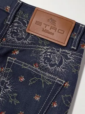 Etro Denim-jacquard High-rise Flared Jeans