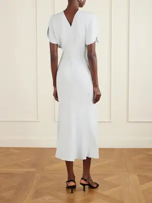 Victoria Beckham Gathered Crepe Midi Dress