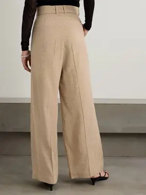 JOSEPH Atlas Belted Tweed Wide-leg Pants