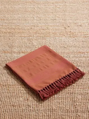 Loro Piana Fringed Striped Cotton Towel - Orange