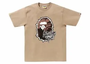 BAPE Mad Ape Head Tee Shirt Beige