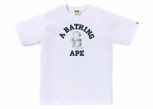 A BATHING APE Bleach Check College Tee Shirt - White