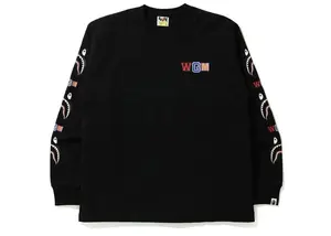 A BATHING APE Wgm Shark Relaxed Fit Long Sleeve Tee Shirt - Black