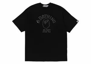 A BATHING APE Rhinestone College Relaxed Fit Tee Shirt - Black