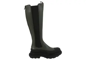 Alexander McQueen Tread Slick Knee High Boots - Khaki/black