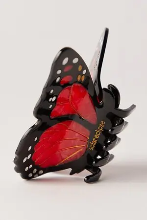 SOLAR ECLIPSE Solar Eclipse Hand-Painted Snail Claw Clip Red Monarch Butterfly