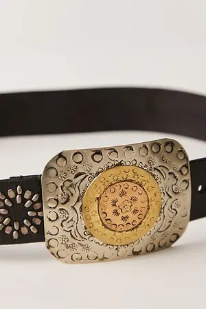 Free People Embossed Leather Belt With Metal Buckle - Starry Night