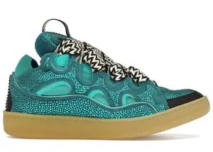LANVIN Leather Curb Crystal Sneakers - Blue/white/black