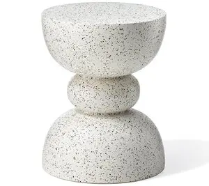 GLITZHOME 17' Faux Terrazzo Garden Stool & Plan Stand & Table - One-color