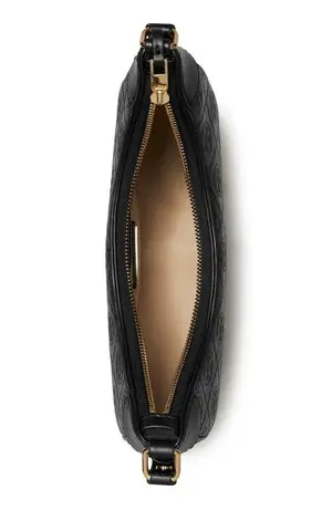 Tory Burch T-monogram Embossed Crescent Shoulder Bag - Black