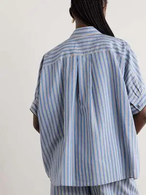 Brunello Cucinelli Striped Bead-embellished Cotton And Silk-blend Shirt