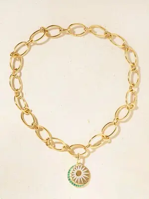 FOUNDRAE Balance 18-karat Emerald And Diamond Necklace - Gold