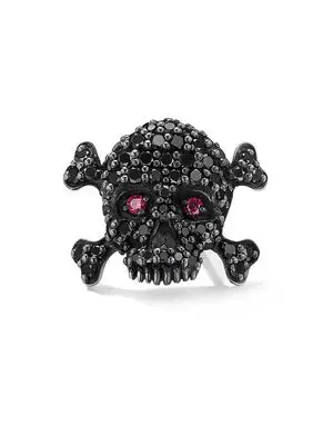 David Yurman Meto Mori Skull Stud Earring In Sterling Silver - Black Diamond