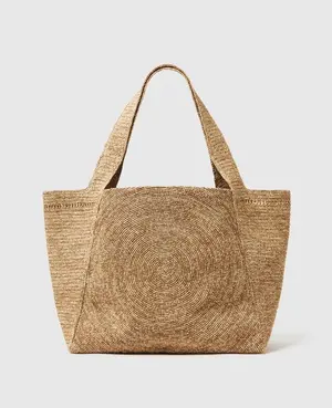 Stella McCartney Large Raffia Tote Bag - Beige