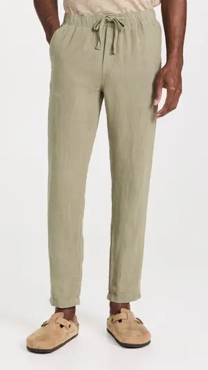 Faherty Brand Linen Drawstring Trousers - Canyon Olive