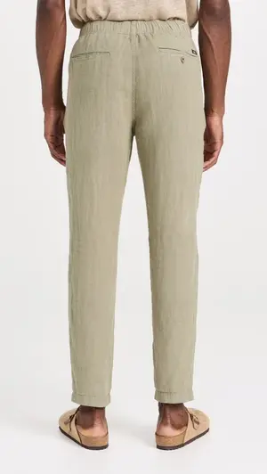 Faherty Brand Linen Drawstring Trousers - Canyon Olive