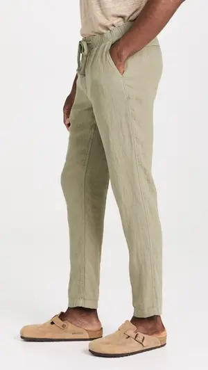 Faherty Brand Linen Drawstring Trousers - Canyon Olive