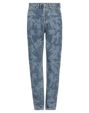 Palm Angels Cotton And Leather Jeans